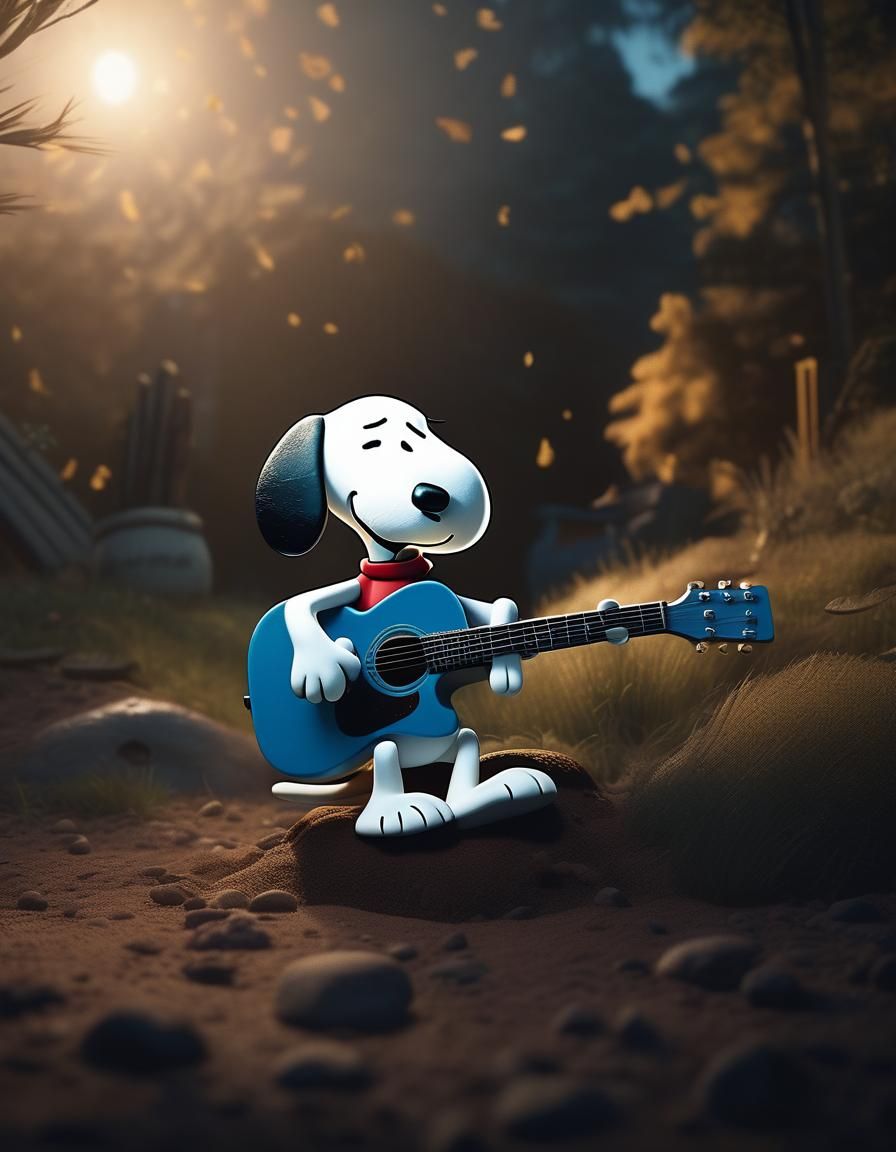 Snoopy plays guitar - AI Generated Artwork - NightCafe Creator