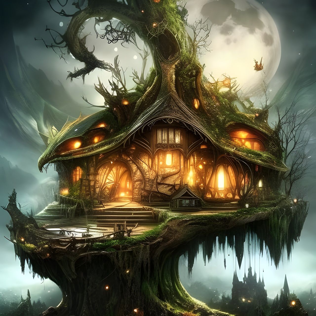 Living Tree Log Cabin Series - AI Generated Artwork - NightCafe Creator