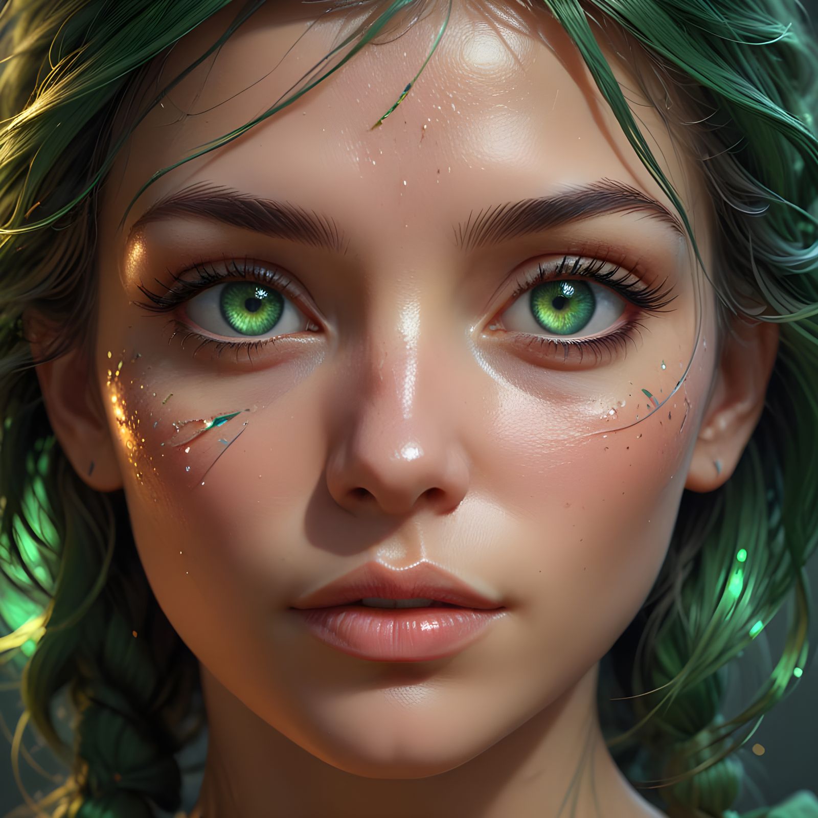 Green - Vibrant Portrait in Triadic Colors