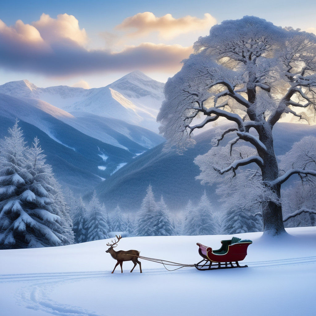 " "A gentle and artistic image of a snowy winter landscape in the ...