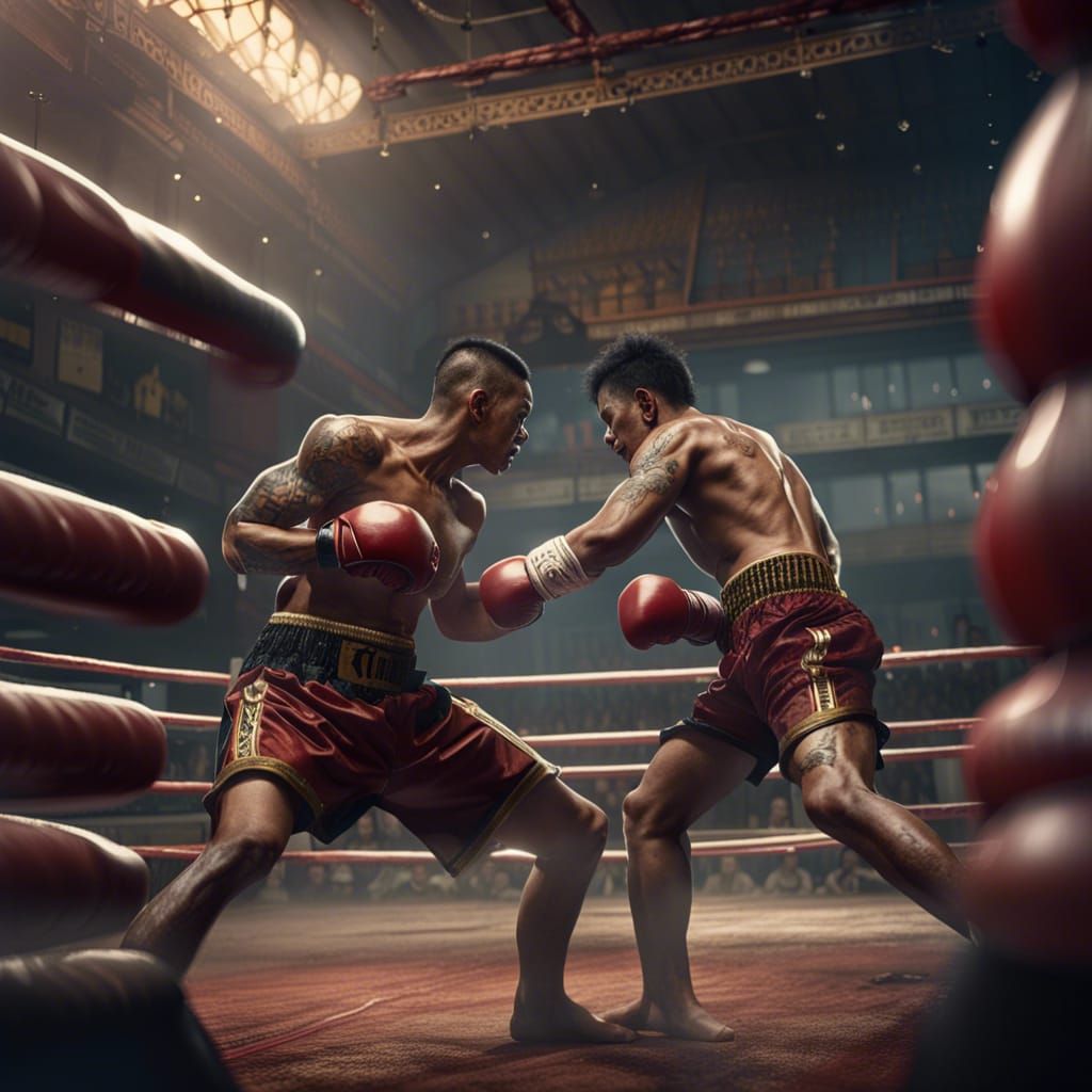 Muay Thai, Two men fighting fiercely on an illegal Victorian boxing ...