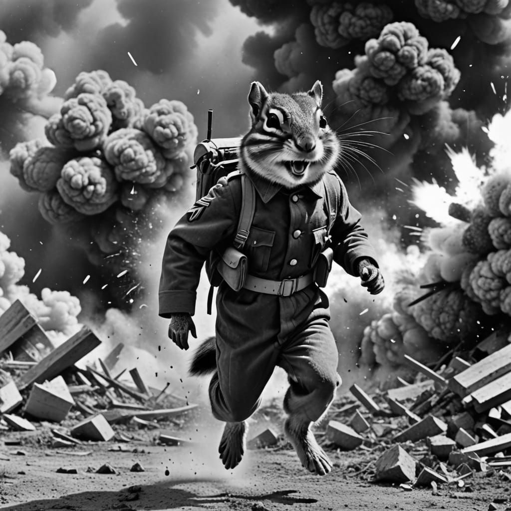 Air Raid - WWII-Era Chipmunk Soldier Makes Hasty Retreat