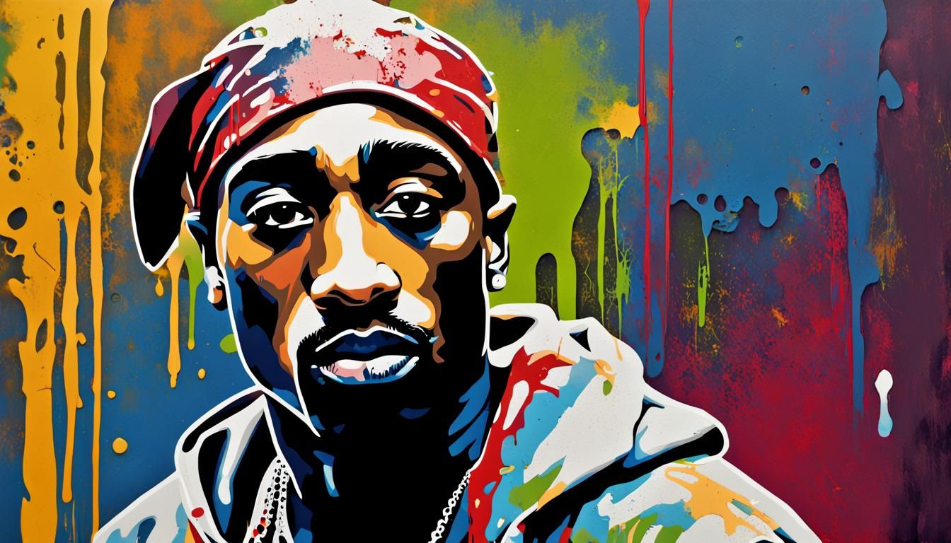 Portrait of Tupac in a street art style - AI Generated Artwork ...