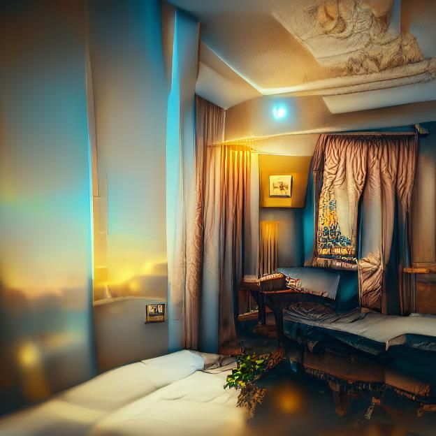 Lonely dim hotel room beautifully lit Ferdinand Knab (4) [8K 3D 8k ...