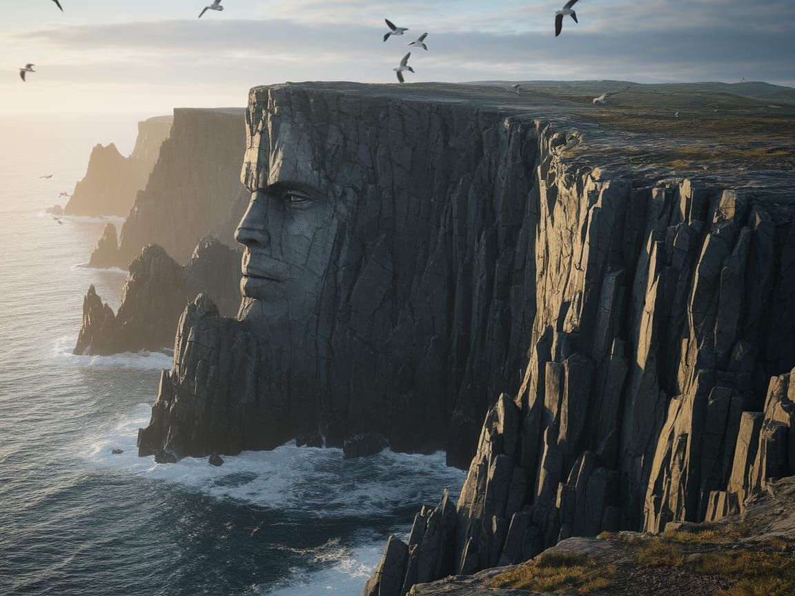 Dramatic Ocean Cliff in Fantasy Concept Art Style - AI Art