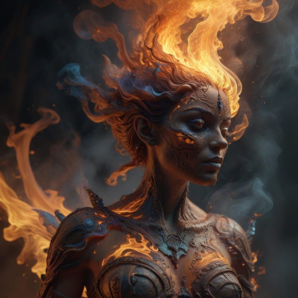 Ethereal Fairy Emerges from Terracotta Flame in Vi... - AI Art