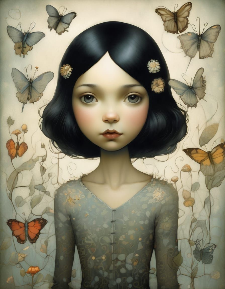 Girl with butterflies - Girl with butterflies
