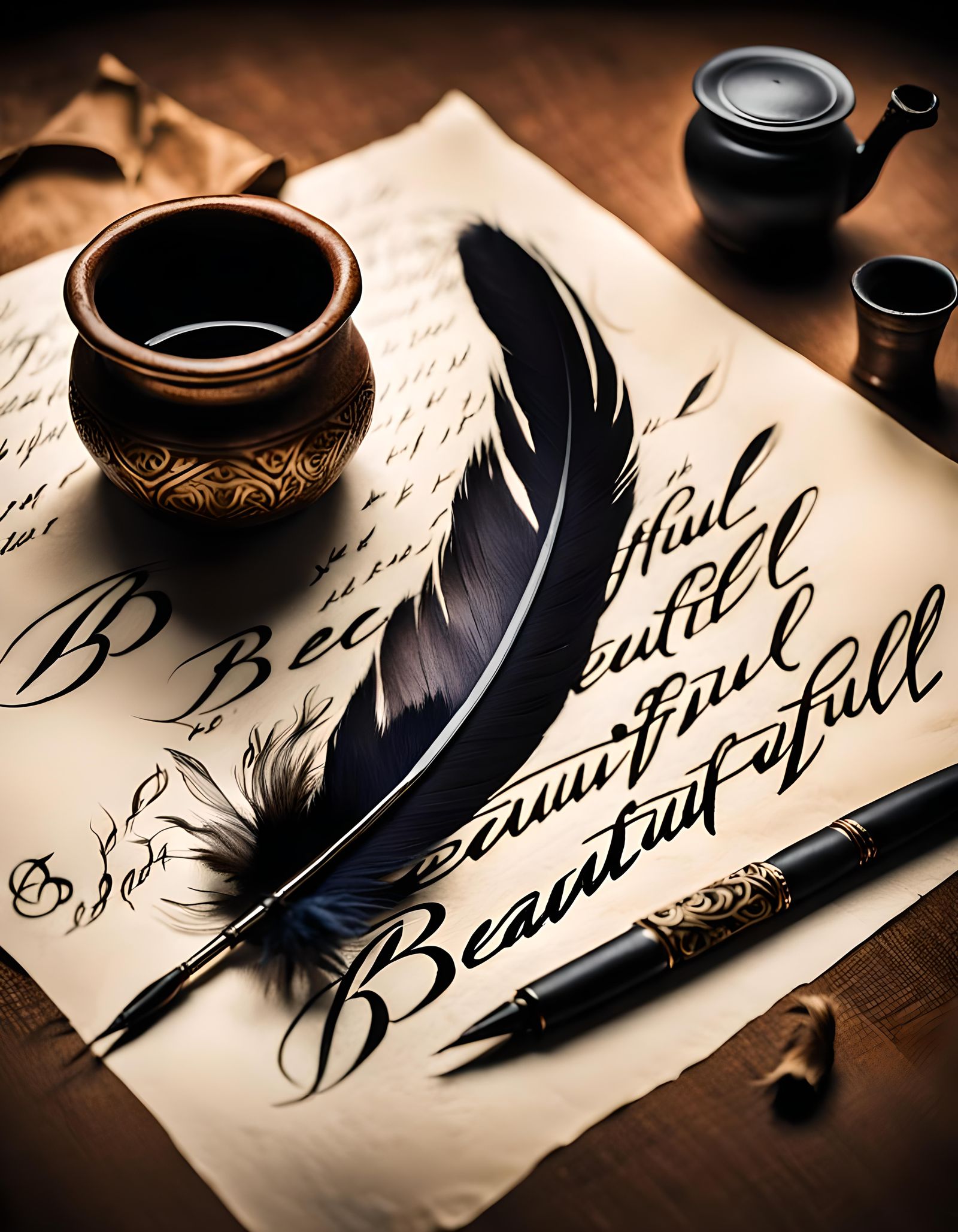 Calligraphy Practice - AI Generated Artwork - NightCafe Creator