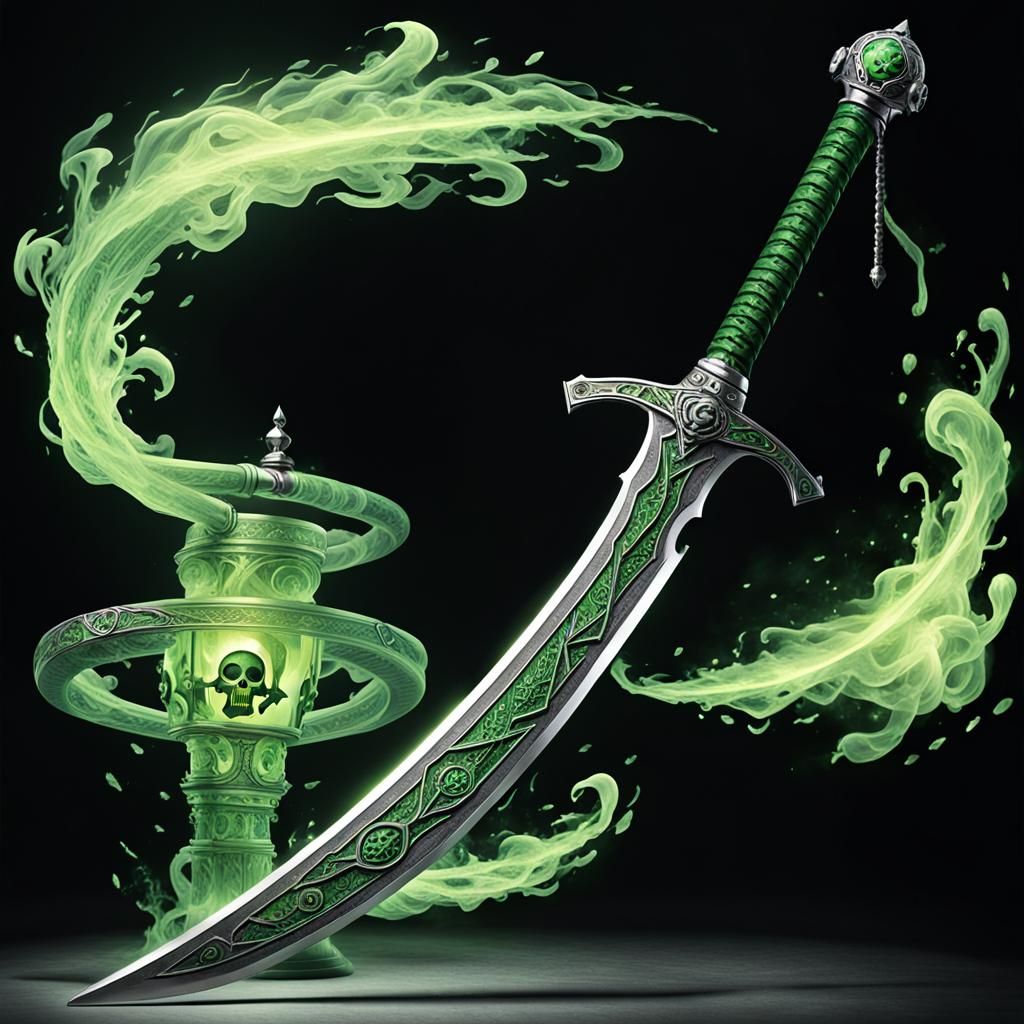 Curved Poison Gas Sword - AI Generated Artwork - NightCafe Creator