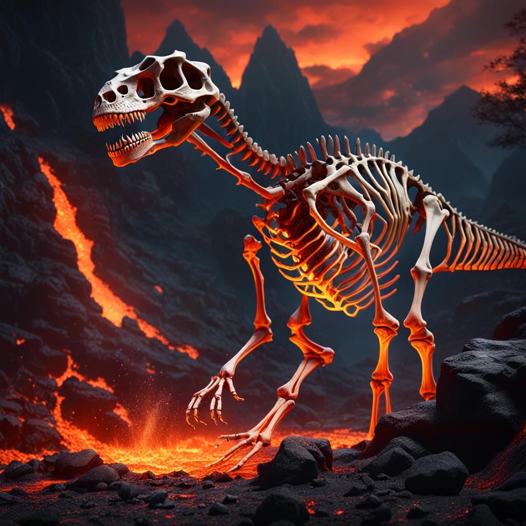 Dinosaur In Lava - AI Generated Artwork - NightCafe Creator