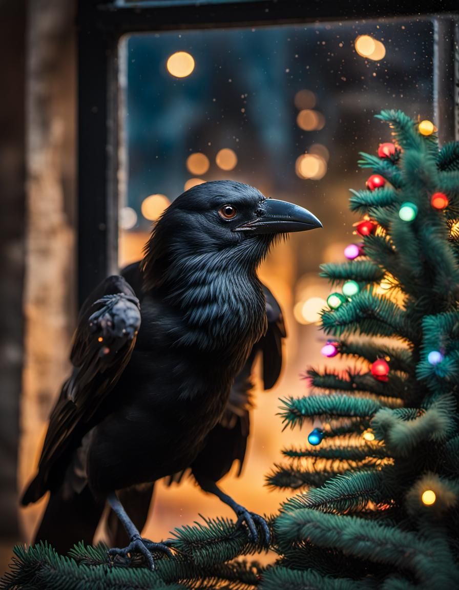 Christmas crow - AI Generated Artwork - NightCafe Creator