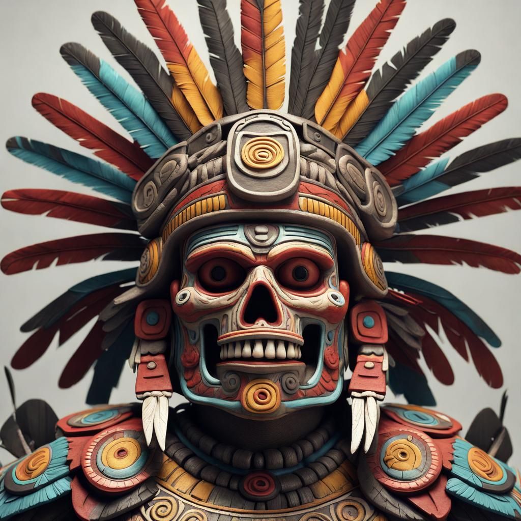 Frightening Huitzilopochtli Aztec god of War, color, sharp focus, sharp ...