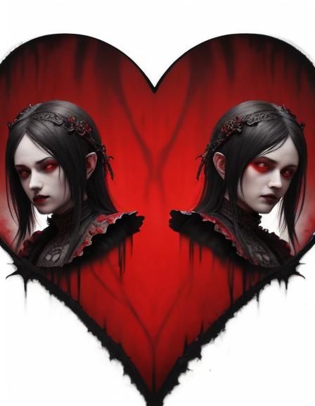 Gothic Red heart& gothic vibes& horror vibes& hyperdetailed intricately ...
