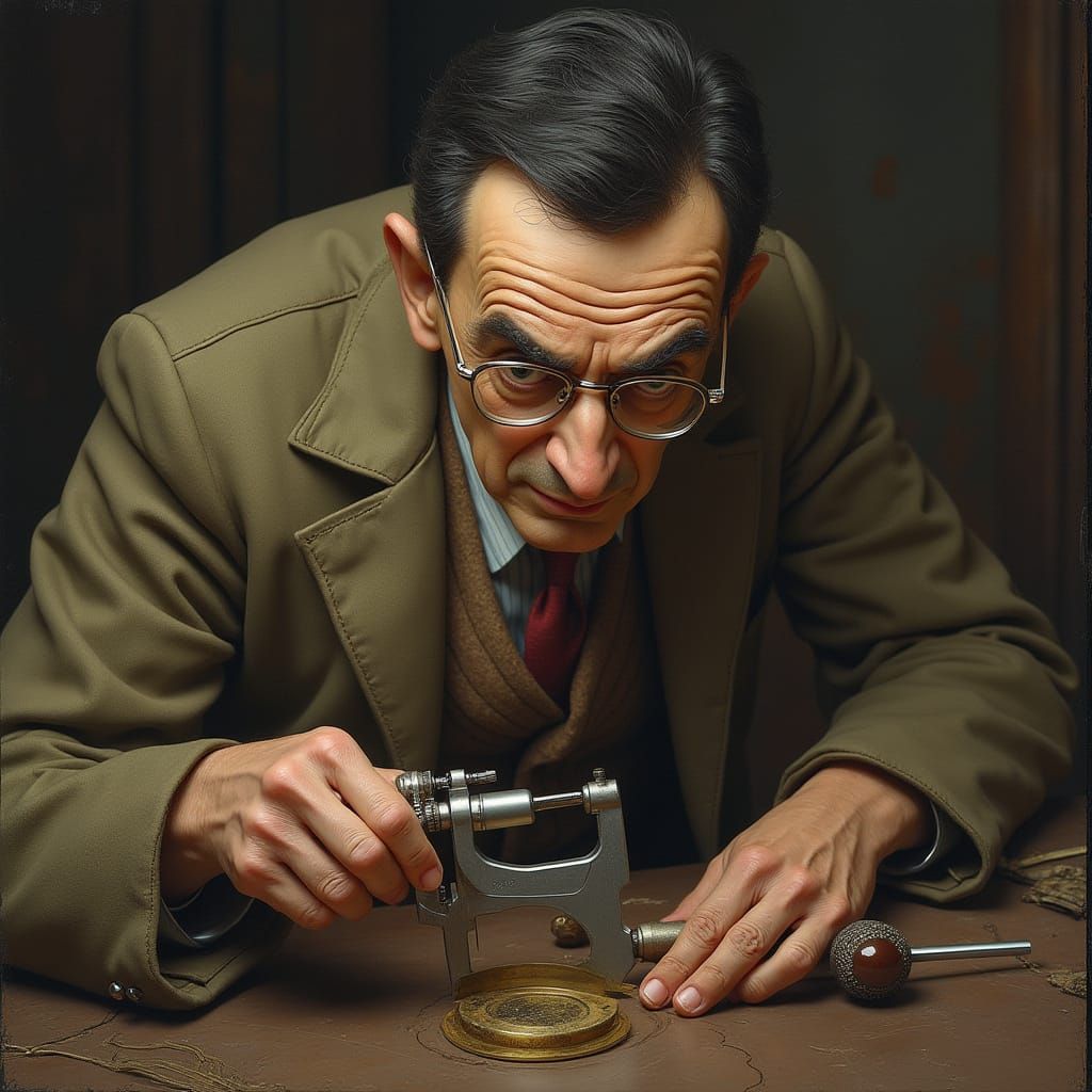 Realistic Mr. Bean in Intense Measurement - AI Art