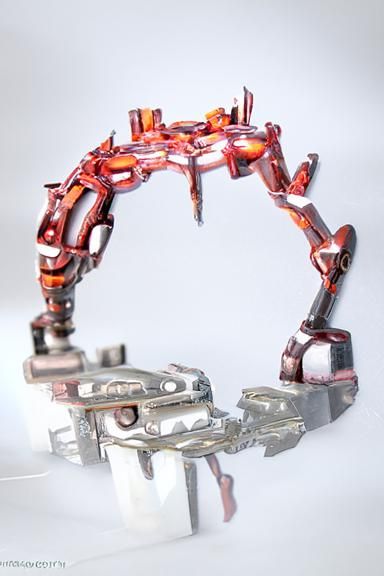 Time Fallen Mechanoid with overlapping plates and glowing edges ...