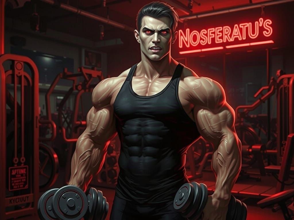Nosferatu's Night Gym - Modern Vampire Lifting Weights in a ...
