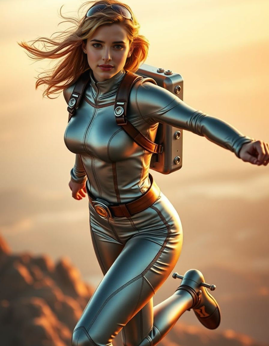 Retro Tech Heroine Soars to New Heights as The Roc... - AI Art