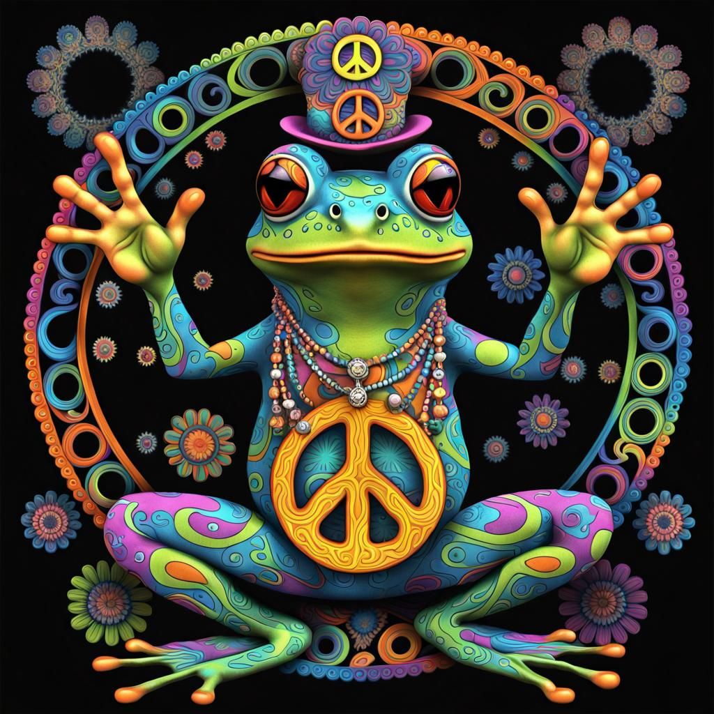 Hippie Peace Frog - AI Generated Artwork - NightCafe Creator