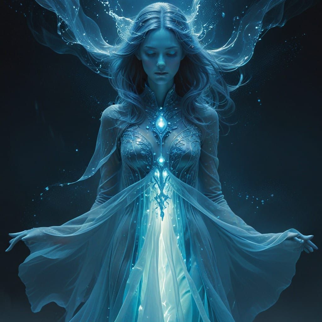 Mysterious Fantasy Creature in Shimmering Veils, F... - AI Art