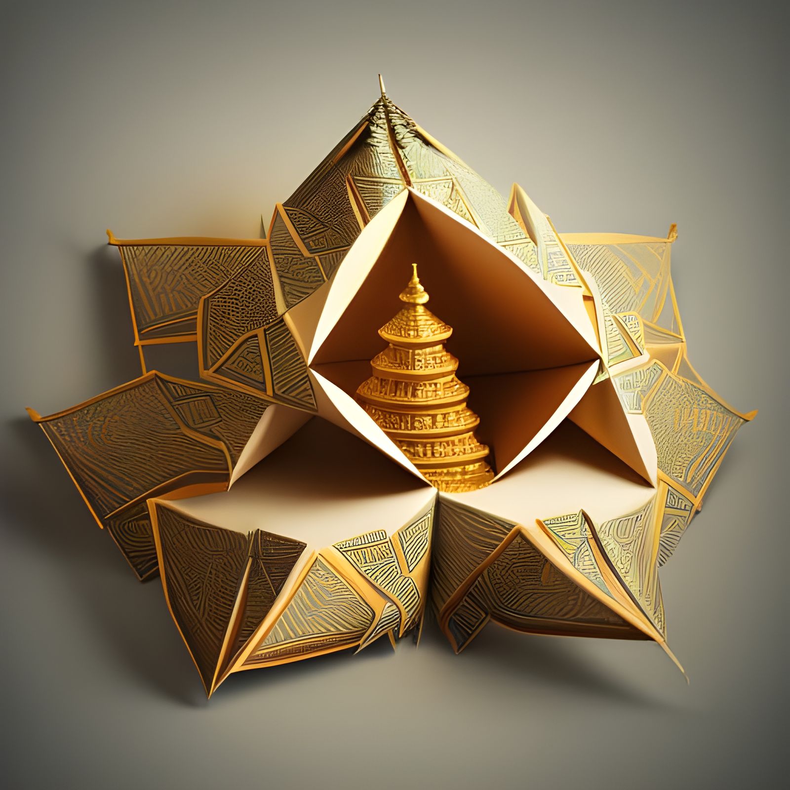 Origami Temple - AI Generated Artwork - NightCafe Creator