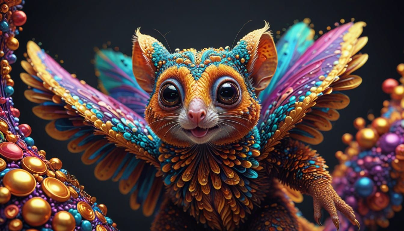 Vibrant Cartoon Colugo Leaps into Action - AI Art