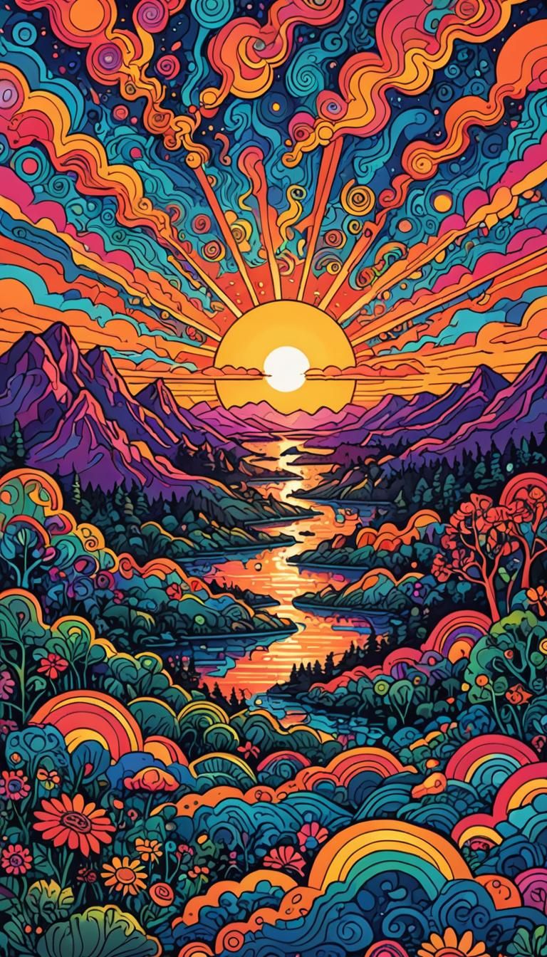 Psychedelic sunrise - AI Generated Artwork - NightCafe Creator