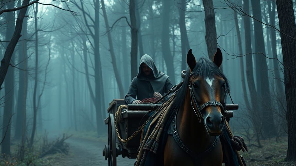 Nico driving the wagon - Medieval Mysterious Wanderer Drive...