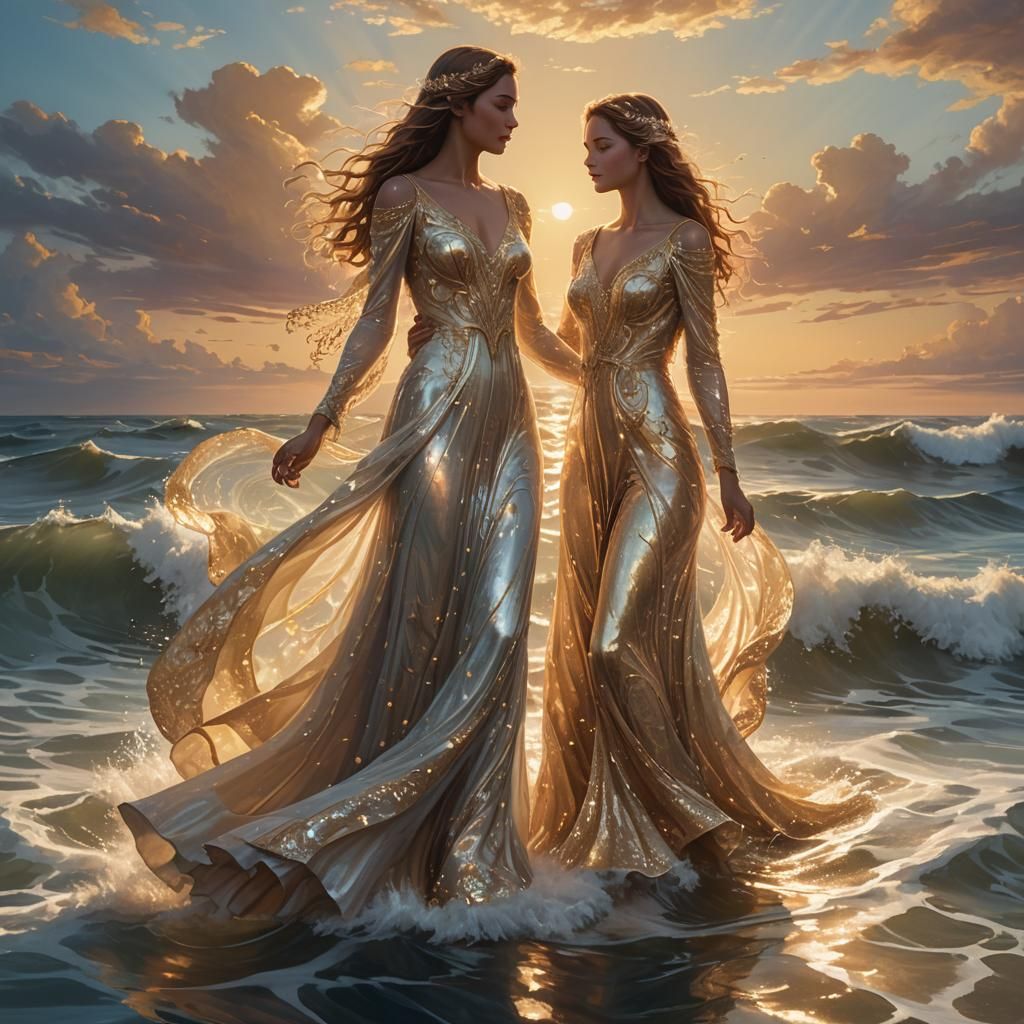 two ethereal women - AI Generated Artwork - NightCafe Creator