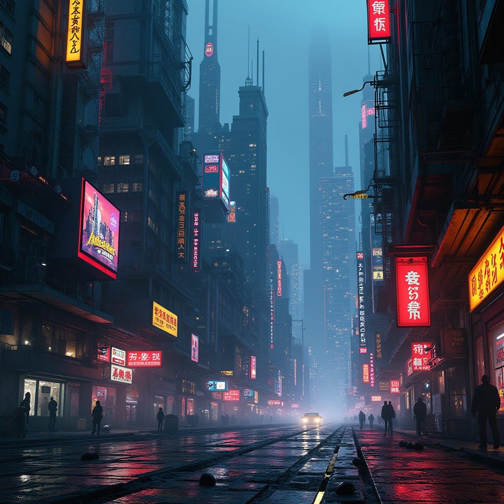 a Digital write art work - Cyberpunk Cityscape Digital Artwo...