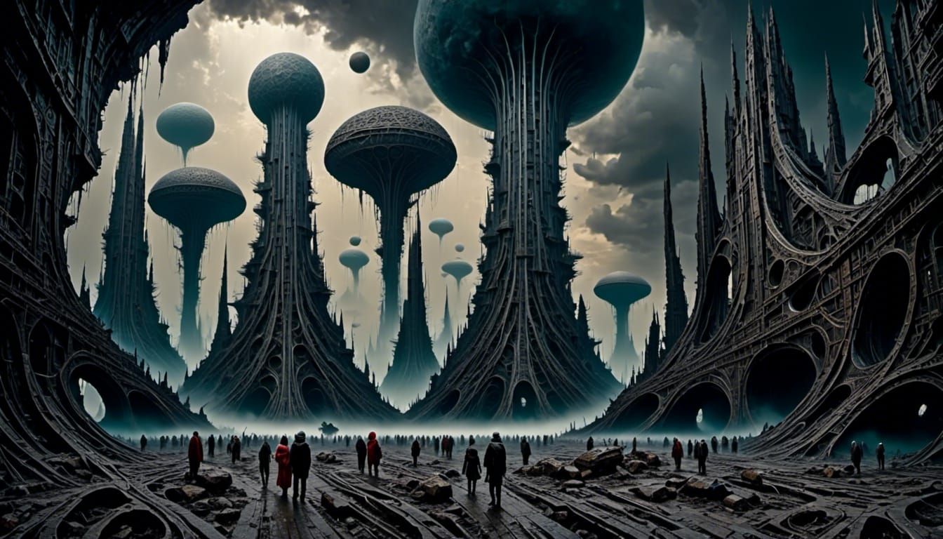 alien structures on a grey planet - AI Generated Artwork - NightCafe ...