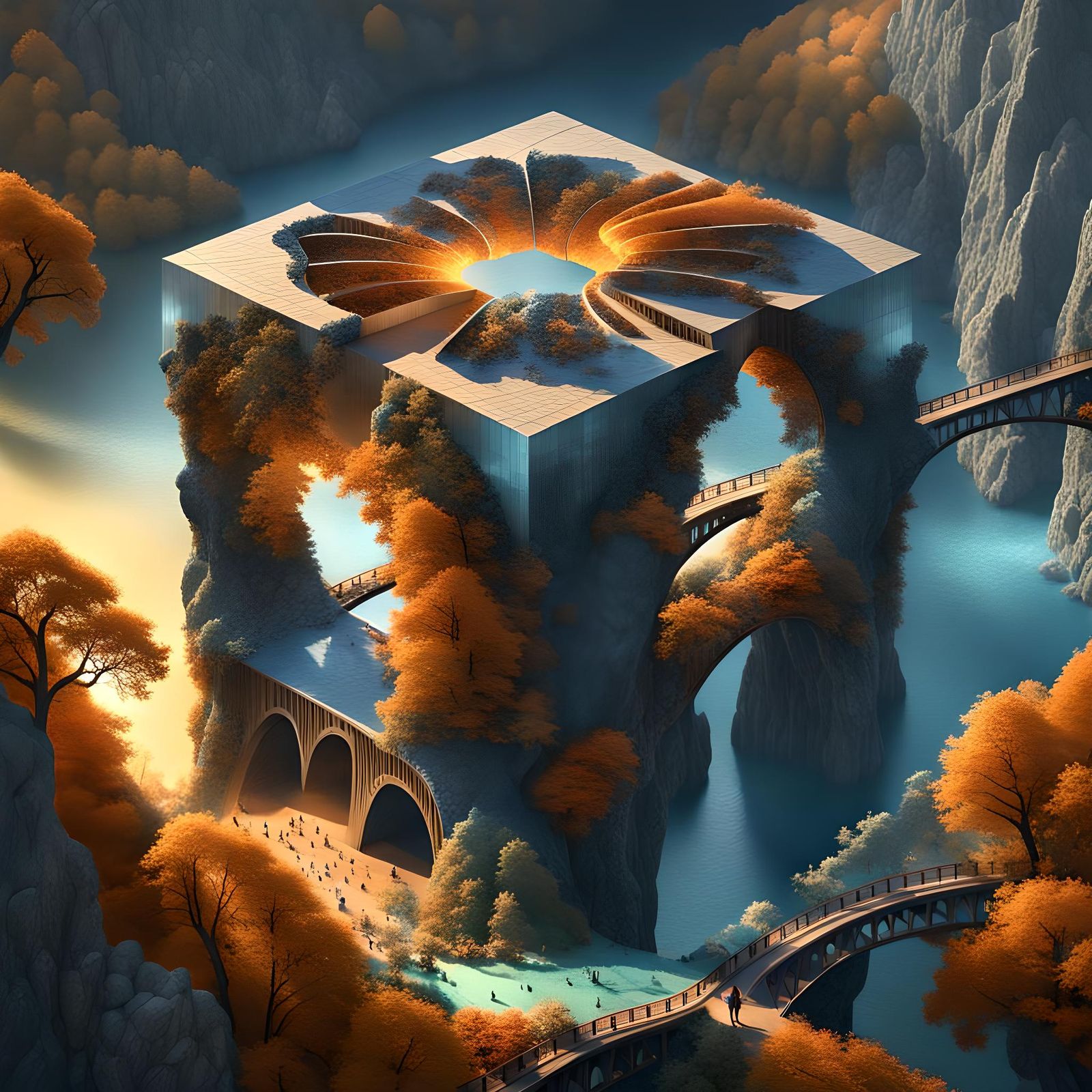 Hypercube Promenade - AI Generated Artwork - NightCafe Creator