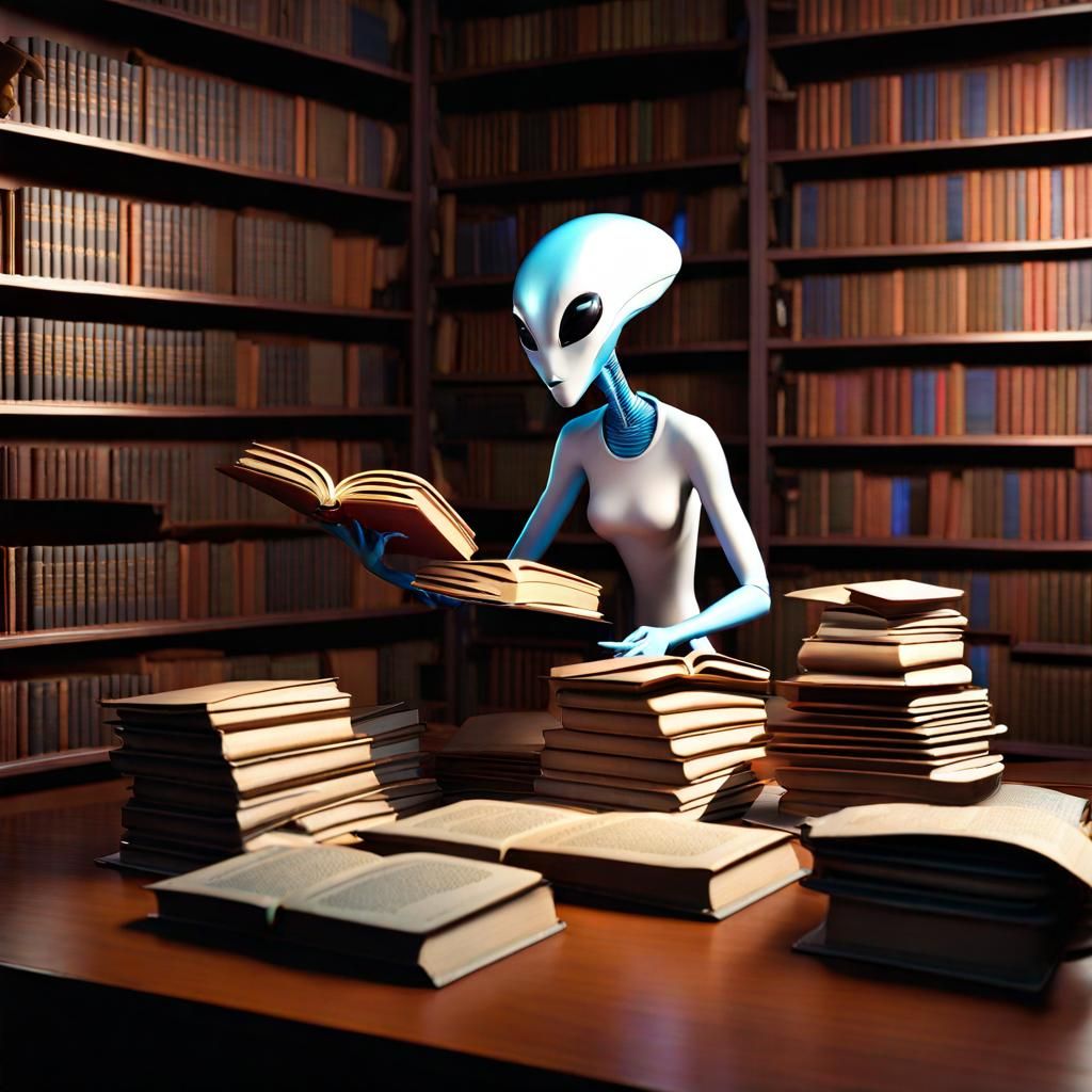 Alien Librarian - AI Generated Artwork - NightCafe Creator