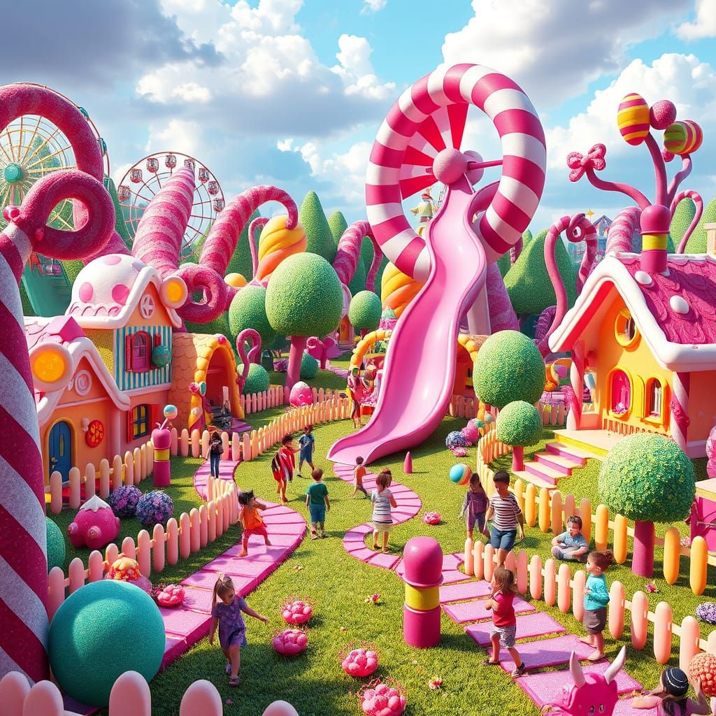 Sugar-Coated Wonderland: Whimsical Candyland Playg... - AI Art