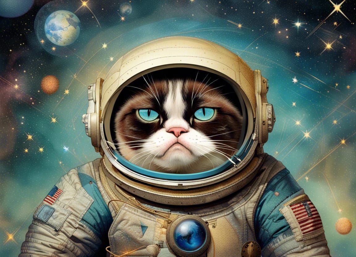 Grumpy cat astronaut - AI Generated Artwork - NightCafe Creator