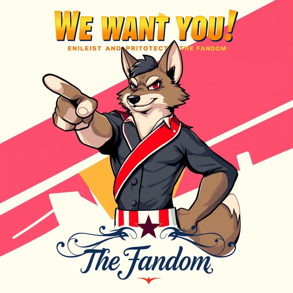 An image of a propaganda war poster featuring a furry pointing at the ...