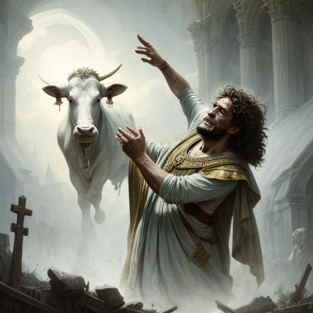 God drinks milk right from the sacred cow's udder II - AI Generated ...