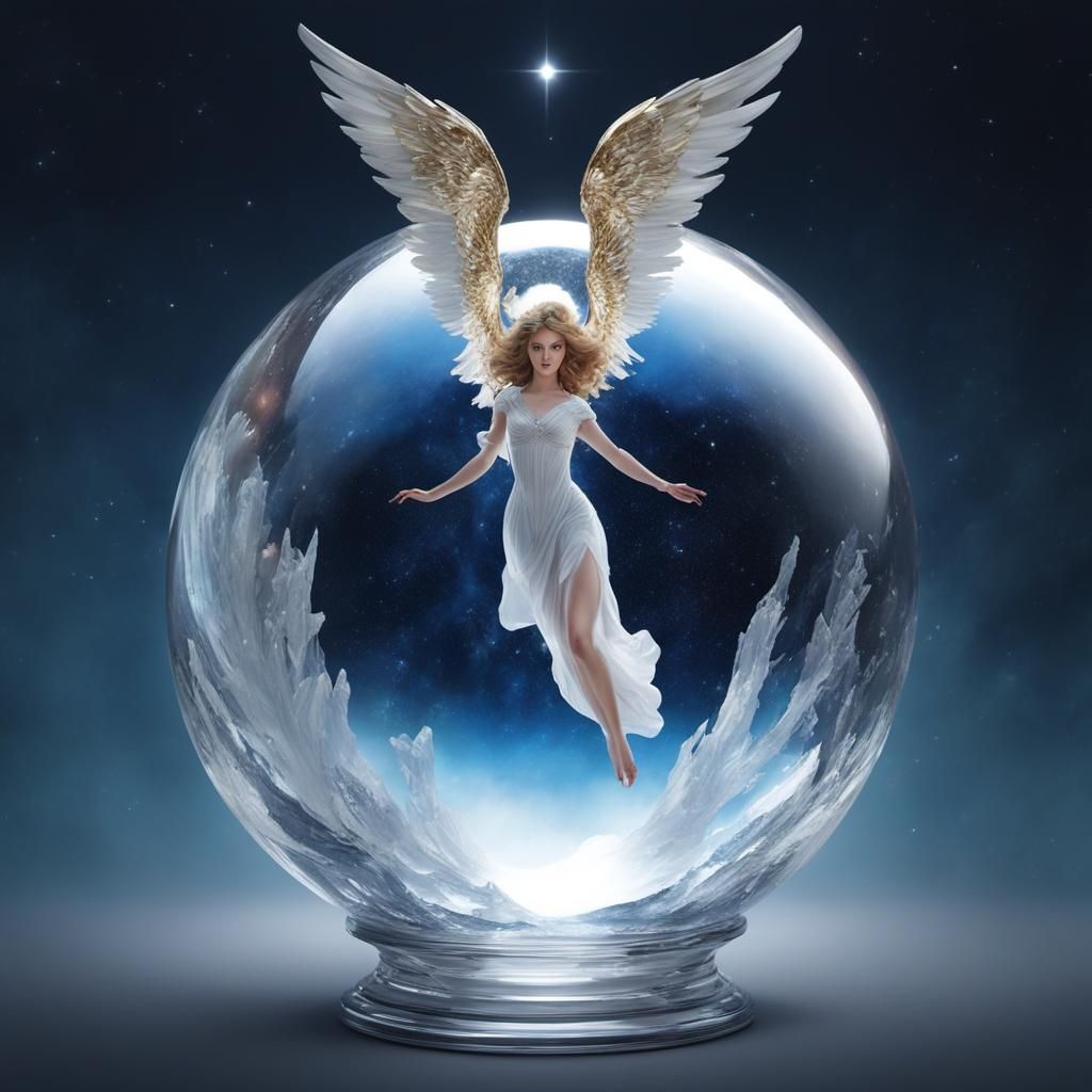 Six Images (5/6): Swarovski stones, crystal glass, angel - AI Generated ...