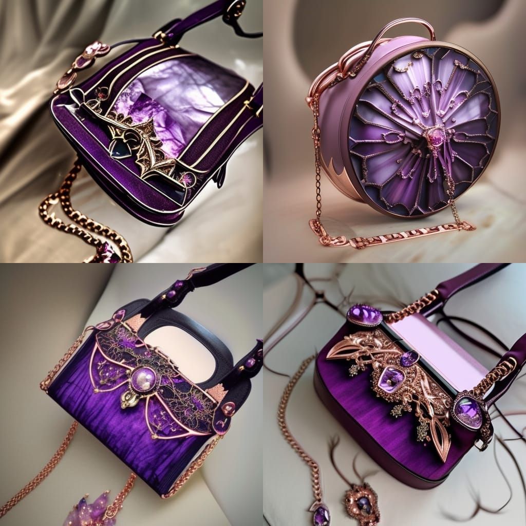 Rose gold gothic handbag with amethyst gemstone accents& Beautiful ...