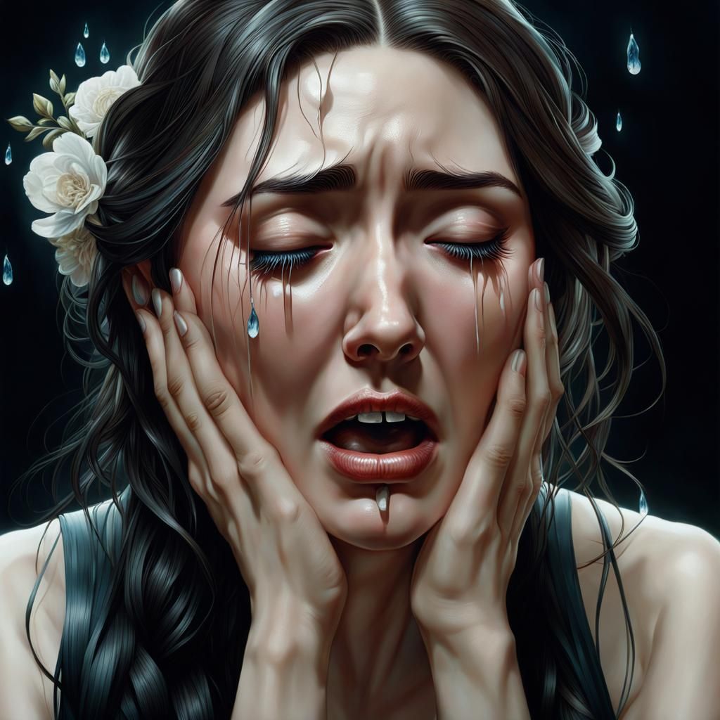 sad woman crying - AI Generated Artwork - NightCafe Creator