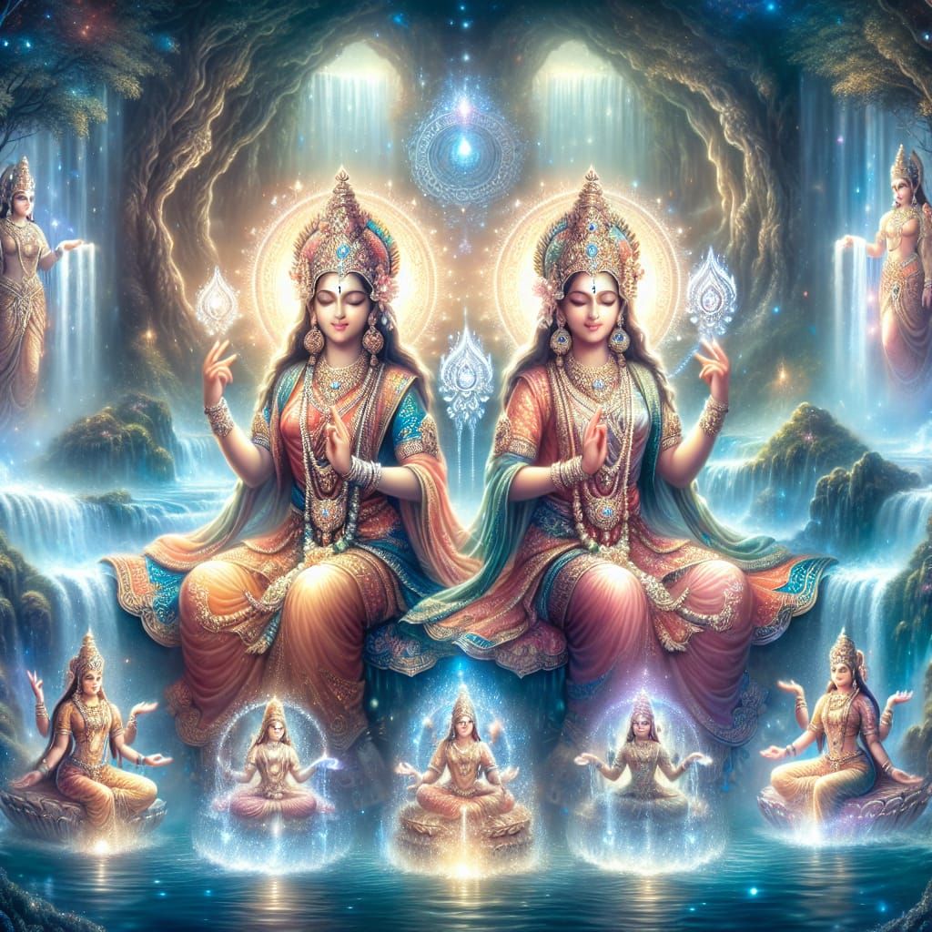 Hindu Water Goddesses Transcendental - AI Generated Artwork - NightCafe Creator