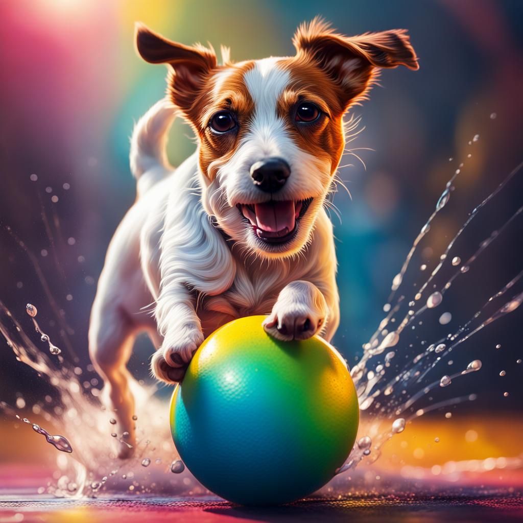 A Jack Russell Terrier dog playing with a ball - AI Generated Artwork ...