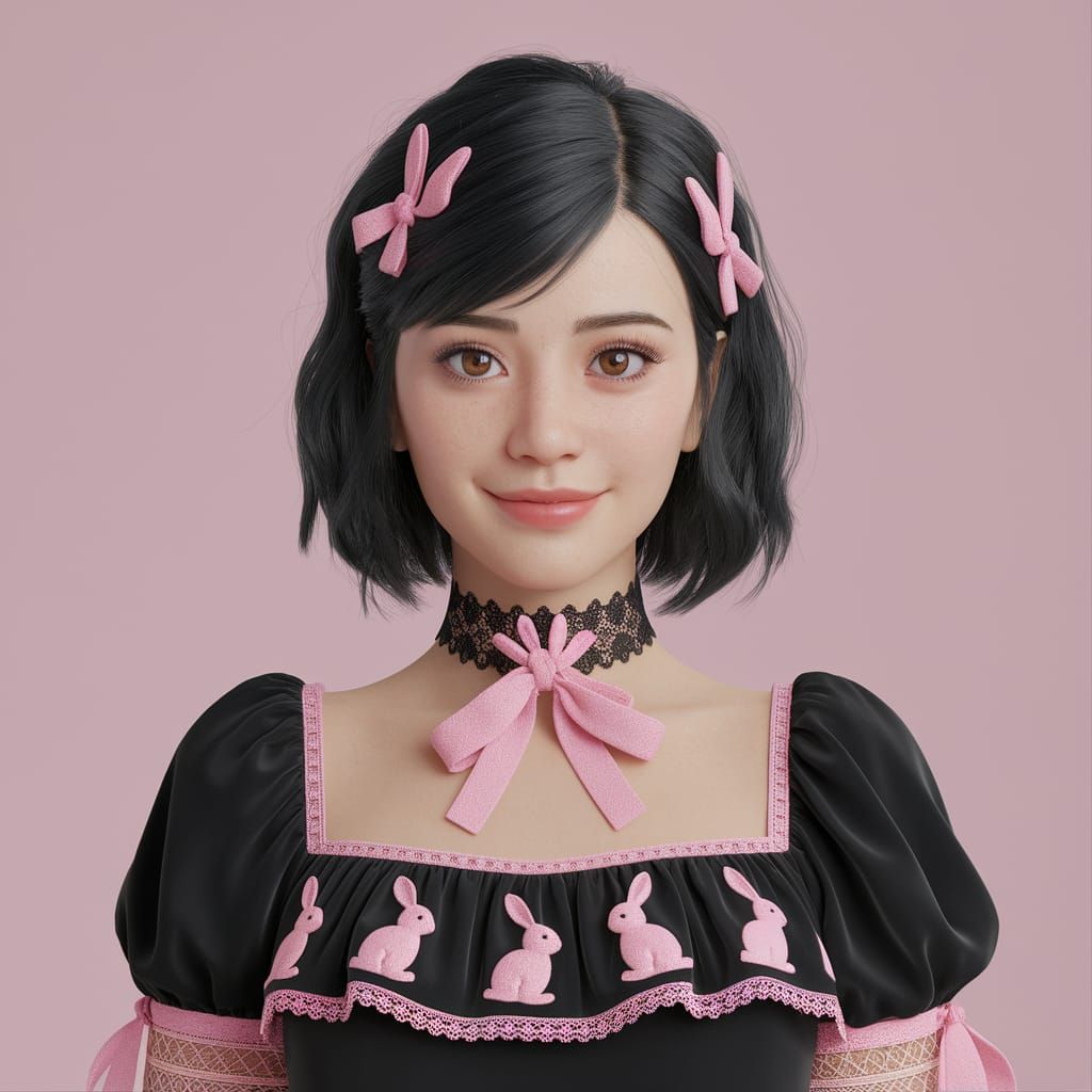 Rabbit themed gothic dress - Thai Woman in Gothic Bunnycore ...