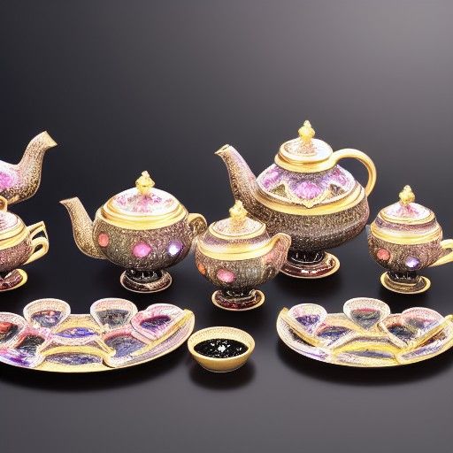 Fantasy tea set - AI Generated Artwork - NightCafe Creator