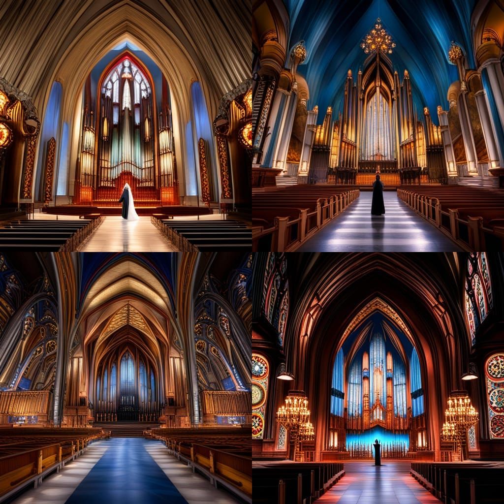 cathedral of stained glass, the phantom of the opera playing giant ...