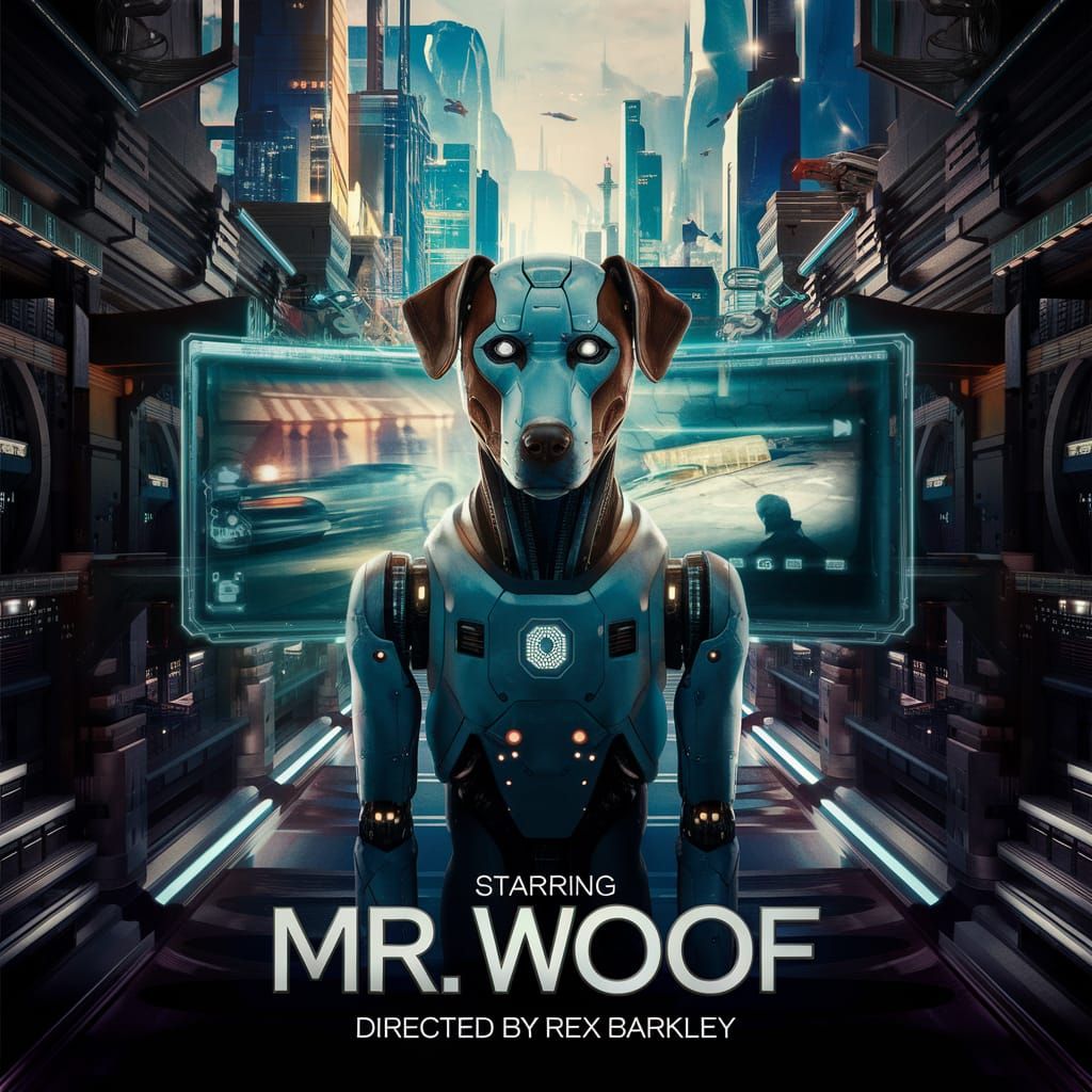 Robotic Dog Detective Movie Poster in Futuristic C... - AI Art