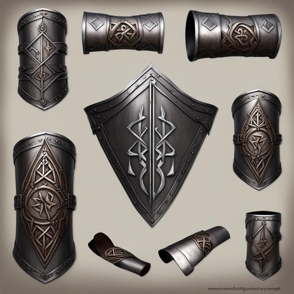 Metal bracers, runes, magic - AI Generated Artwork - NightCafe Creator