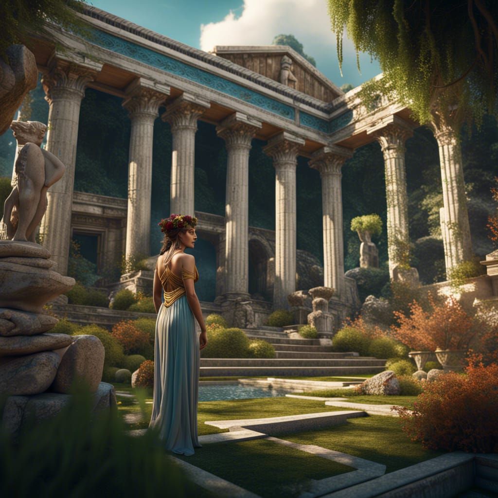 Greek Goddess in Garden of Olympia - AI Generated Artwork - NightCafe Creator