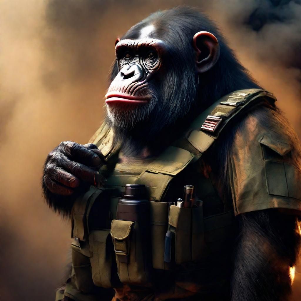 Hyper-Realistic Chimpanzee in Futuristic Military ... - AI Art