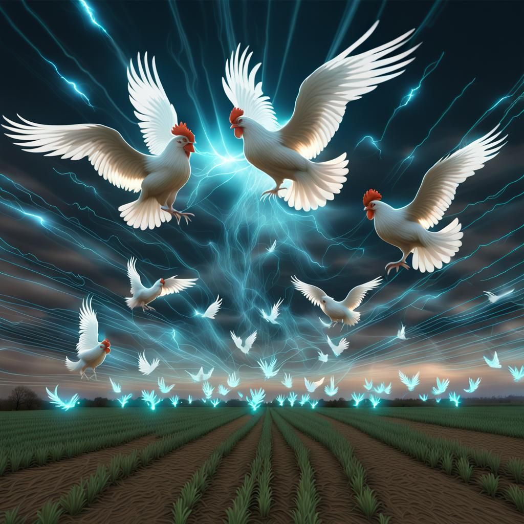 Ghost Chickens in the Sky v1.0 - AI Generated Artwork - NightCafe Creator
