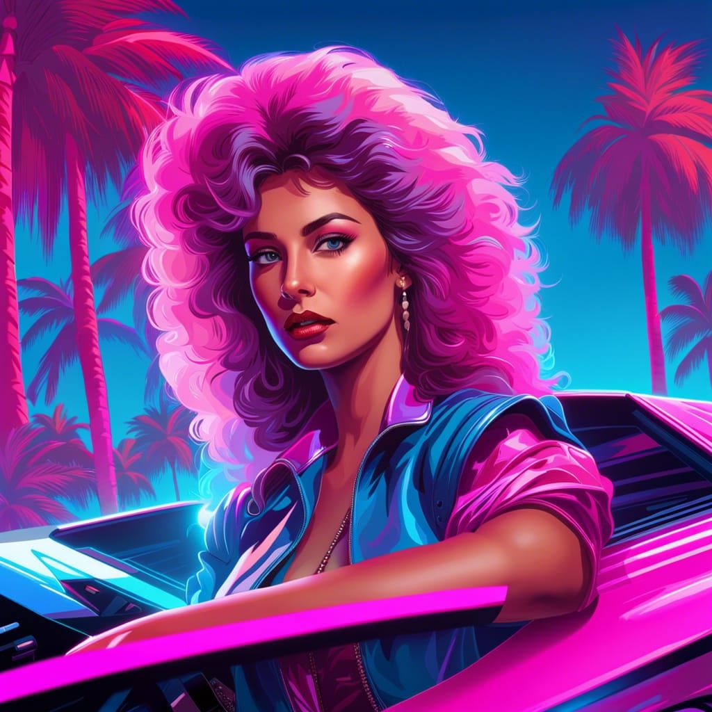 80's Vaporwave Out Run girl - AI Generated Artwork - NightCafe Creator